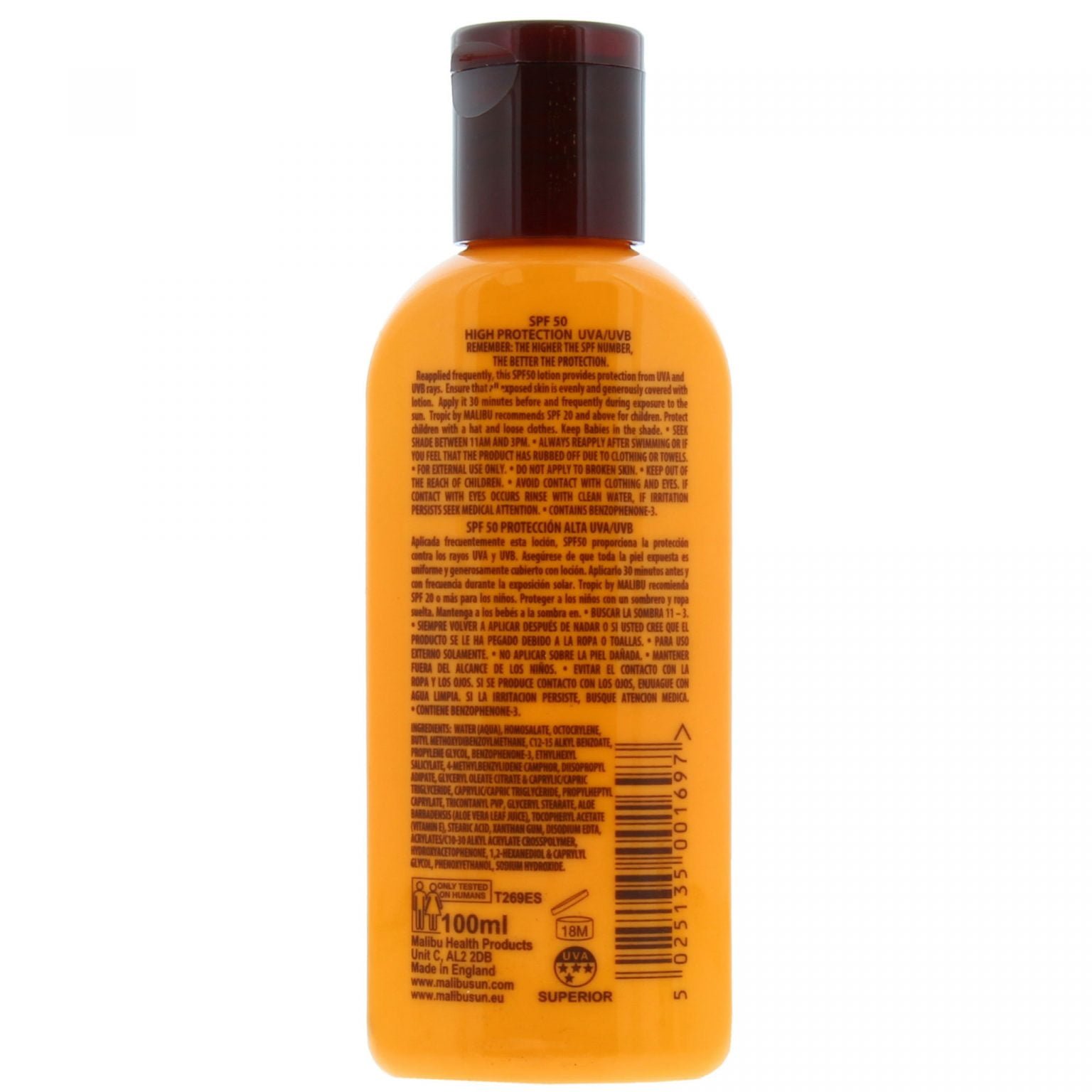 Tropic By Malibu High Protection Sunscreen Lotion SPF 50 - 100ml - The ...